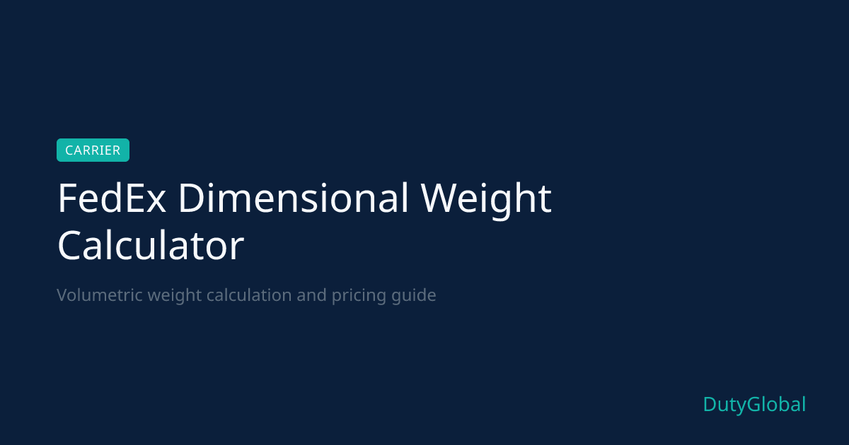 FedEx Dimensional Weight Calculator - Calculate Shipping Weight ...
